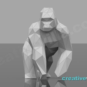 Gorilla Walking Paper Model Template: DIY Low Poly Papercraft (digital ...