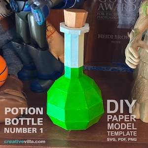 Potion Bottle #1- DIY Low Poly Paper Model Template, Paper Craft - Etsy