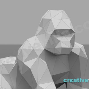 Gorilla Walking Paper Model Template: DIY Low Poly Papercraft (digital ...