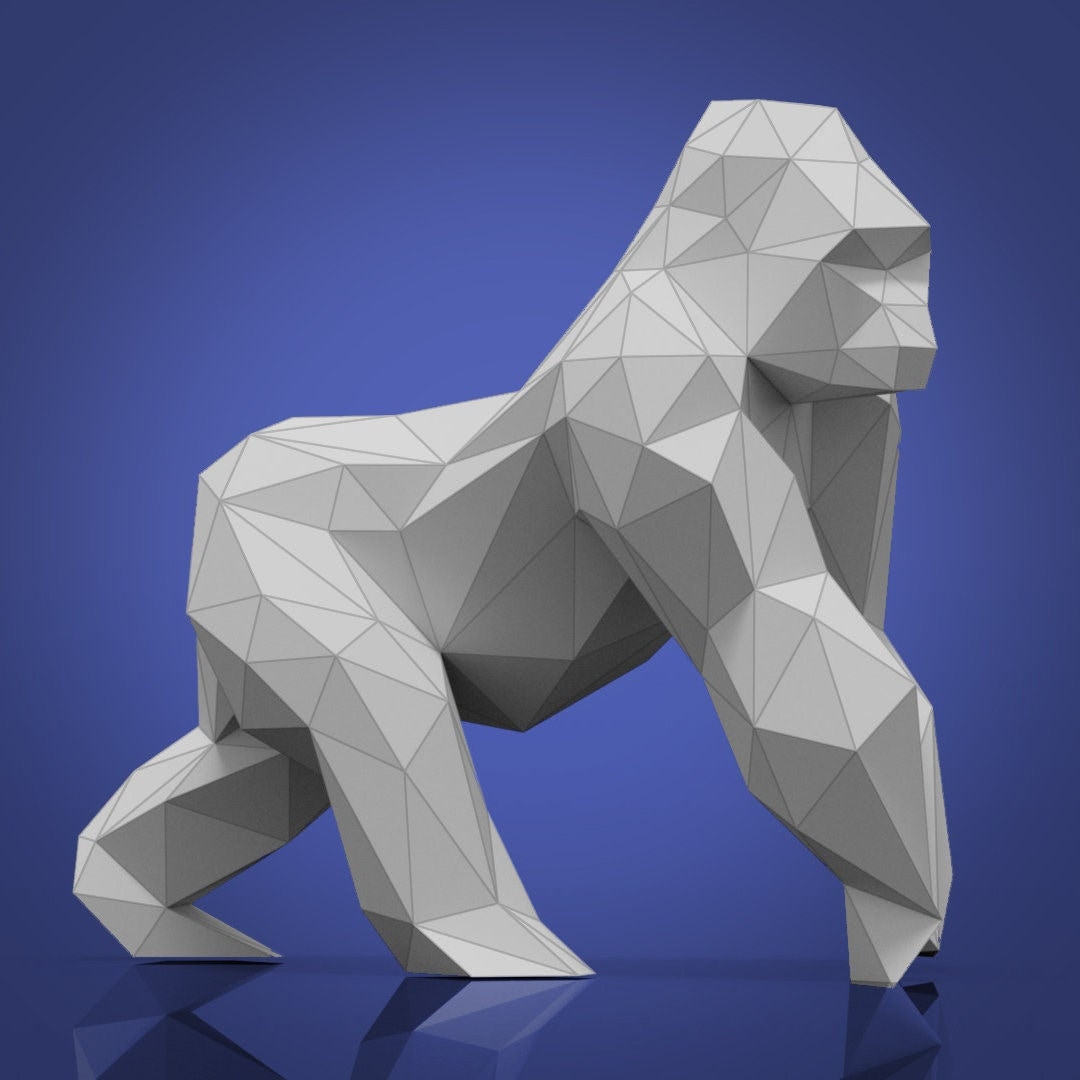 Gorilla Walking DIY Low Poly Paper Model Template, Paper Craft, Paper ...