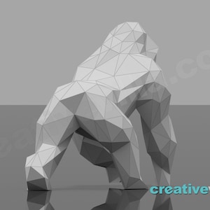 Gorilla Walking Paper Model Template: DIY Low Poly Papercraft (digital ...