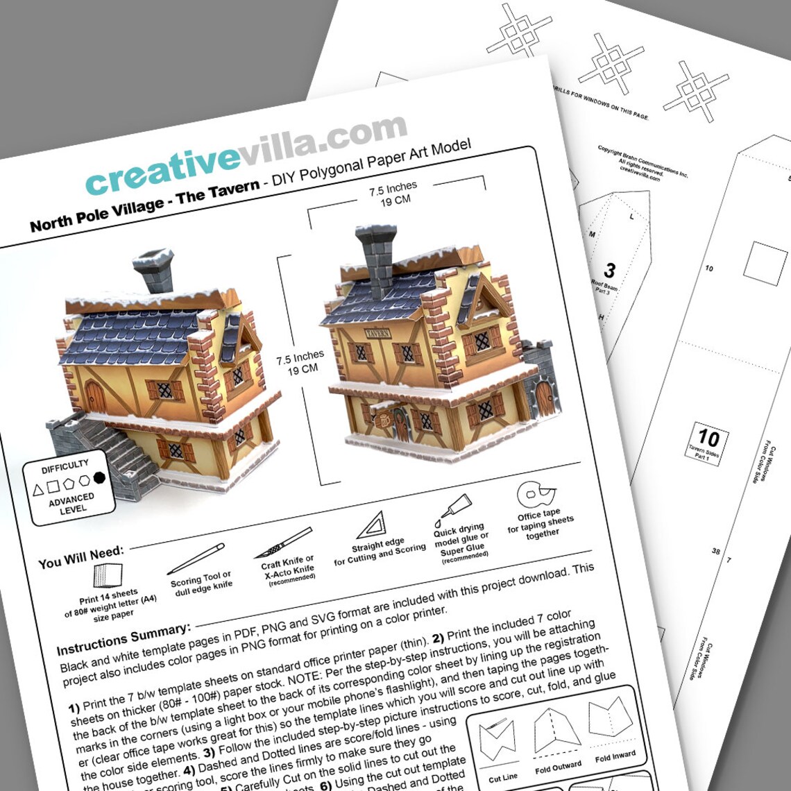 North Pole Village - the Tavern - DIY Polygonal Paper Art Model ...
