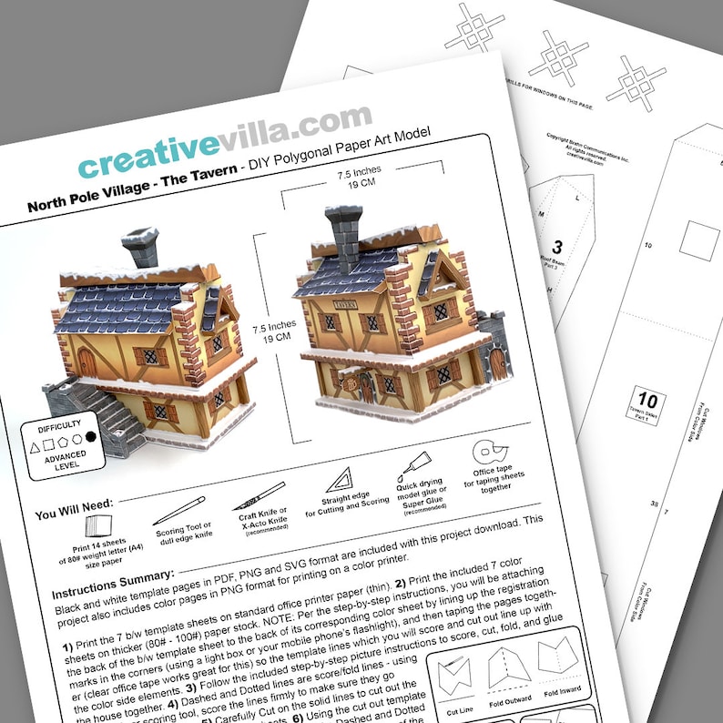 North Pole Village - the Tavern - DIY Polygonal Paper Art Model ...