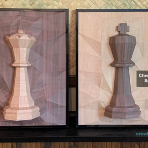Chess Queen 3D Relief Wall Sculpture DIY Low Poly Paper Model Template ...