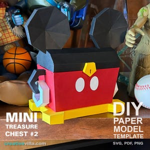 Mini Treasure Chest #2 - DIY Polygonal Paper Art Model Template, Paper ...