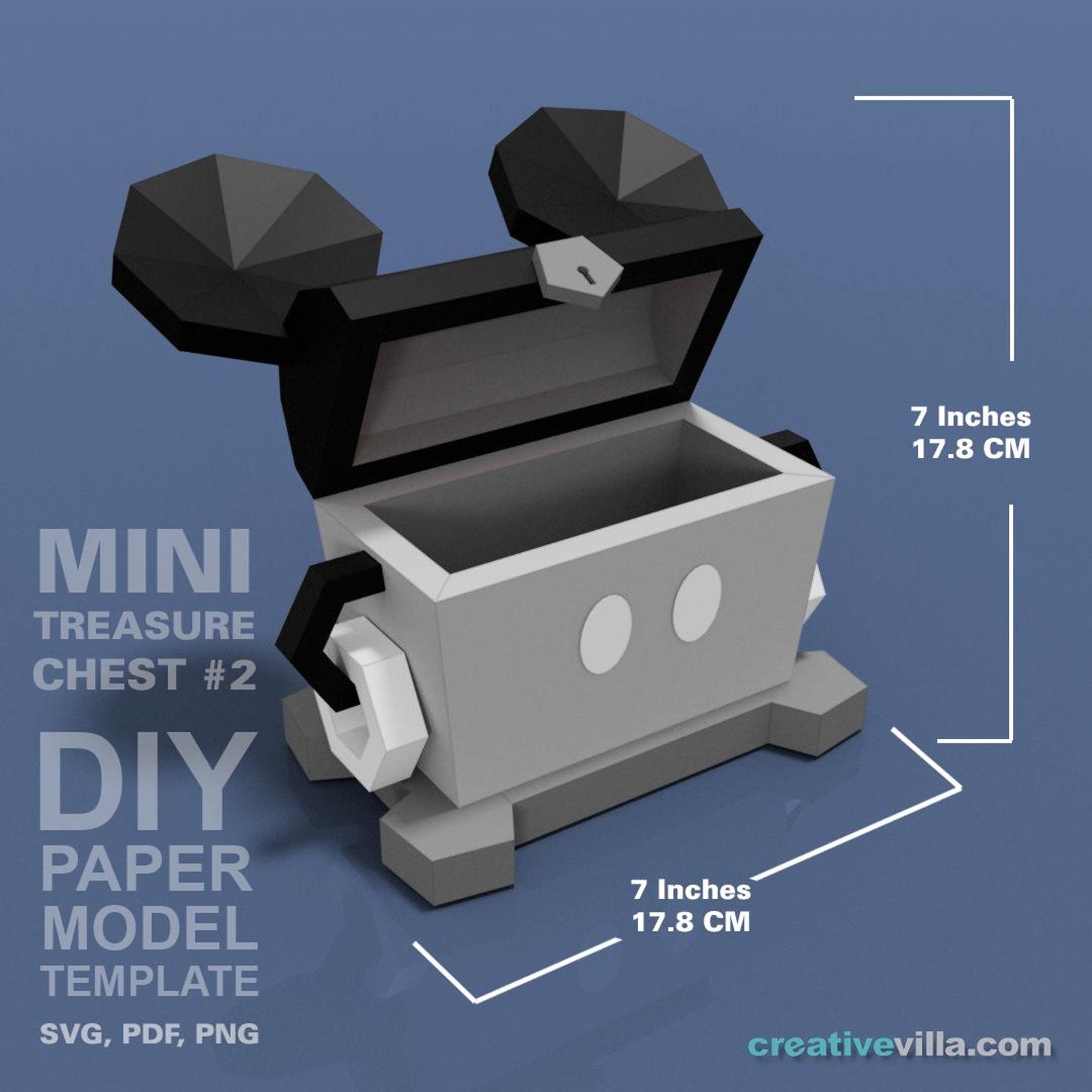Mini Treasure Chest #2 - DIY Polygonal Paper Art Model Template, Paper ...