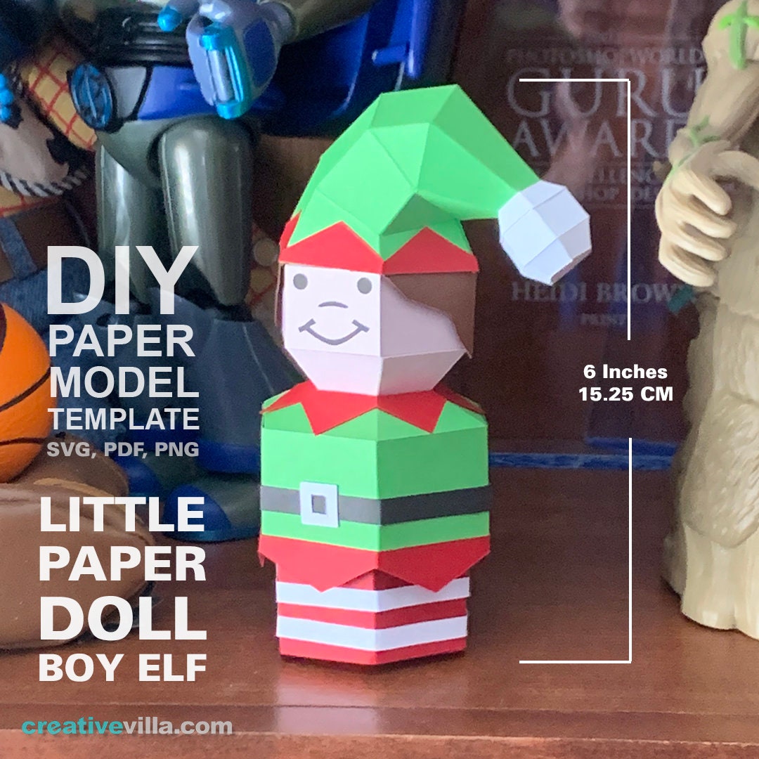 DIY Paper Elf Model: Low Poly Papercraft Template (digital Download) - Etsy