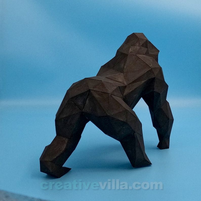 Gorilla Walking Paper Model Template: DIY Low Poly Papercraft (digital ...