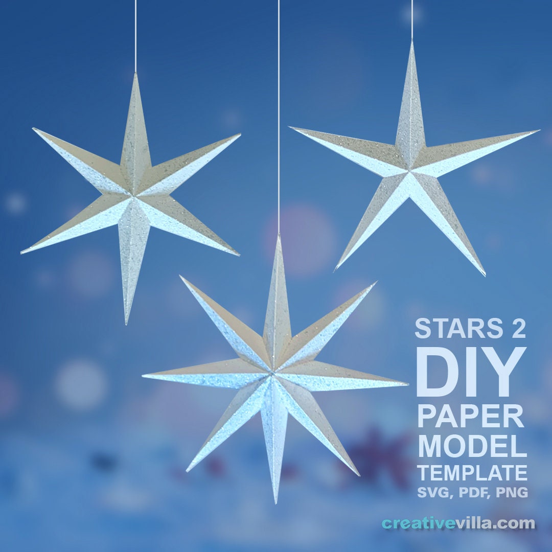 Three Star Collection Set #2 - DIY Low Poly Paper Model Template, Paper ...