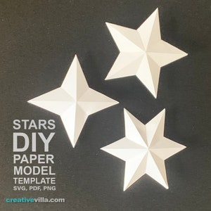 Three Star Collection #1 - DIY Low Poly Paper Model Template, Paper ...