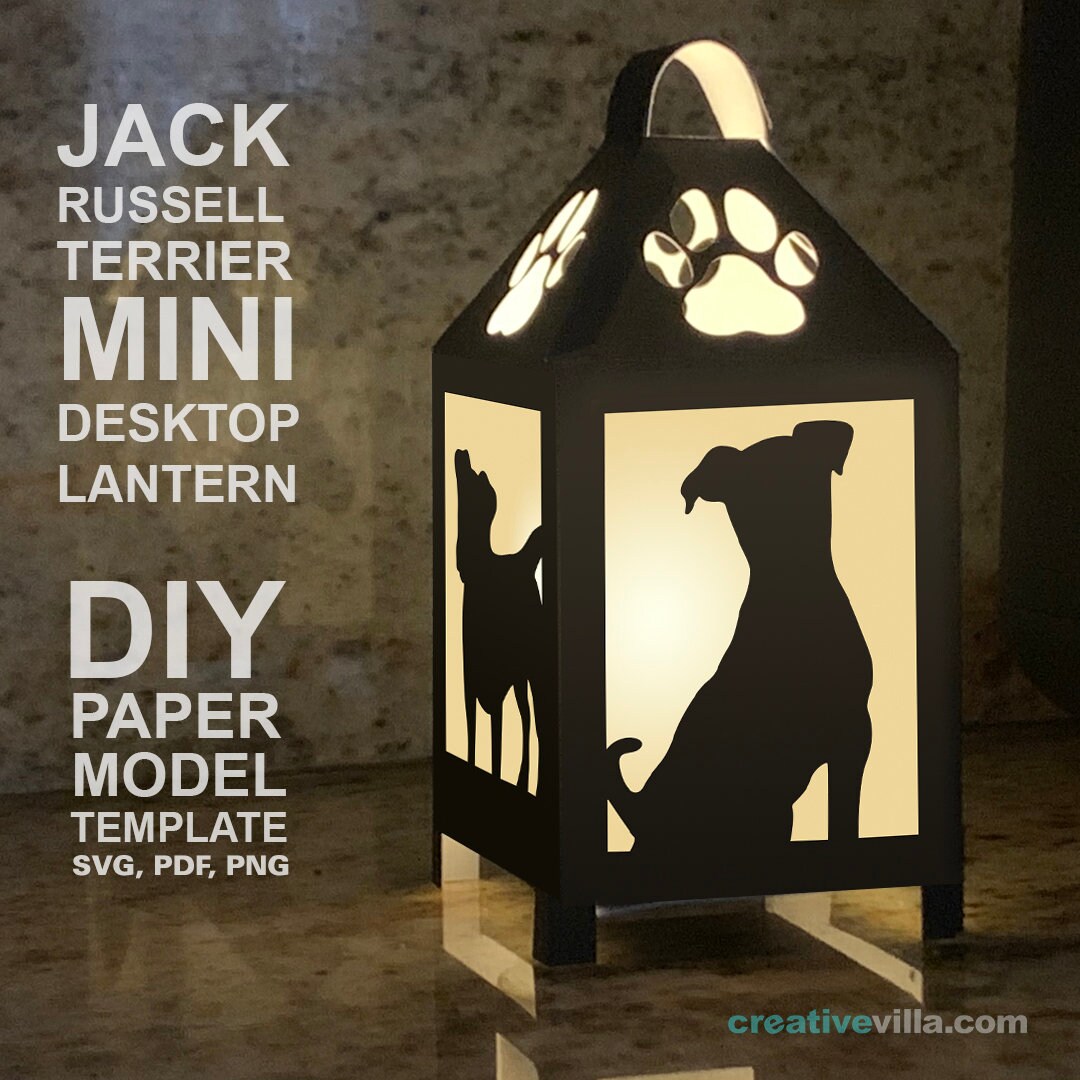 Jack Russell Terrier Lantern: DIY Paper Model Template (digital ...