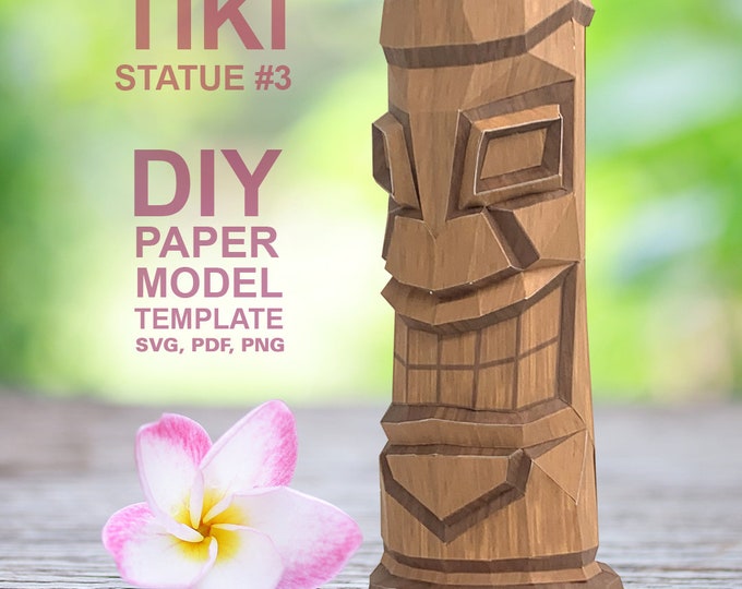 Tiki Statue #3 - DIY Polygonal Paper Art Model Template, Paper Craft - Etsy