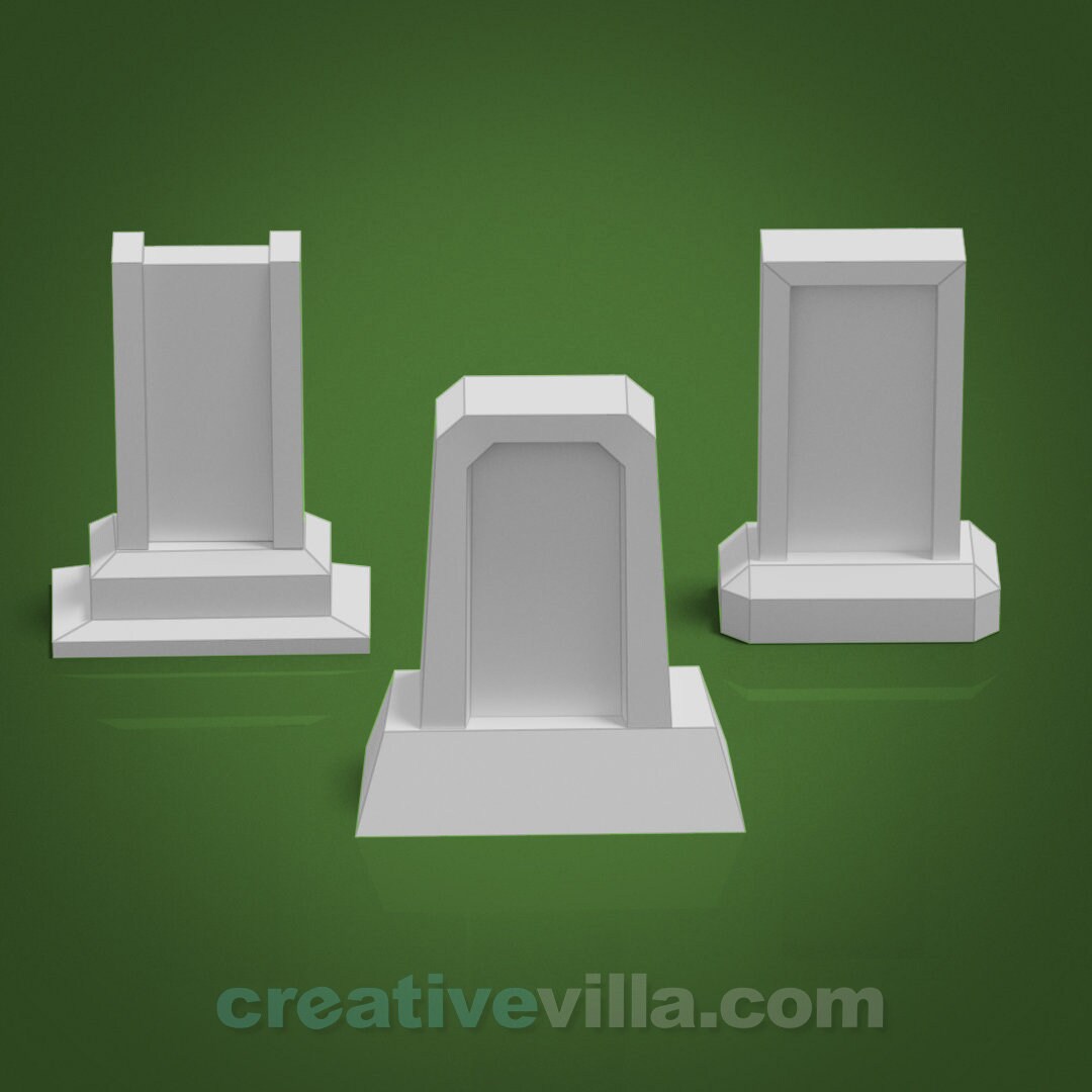Tombstones Set 2 Low Poly Paper Model Template - Etsy