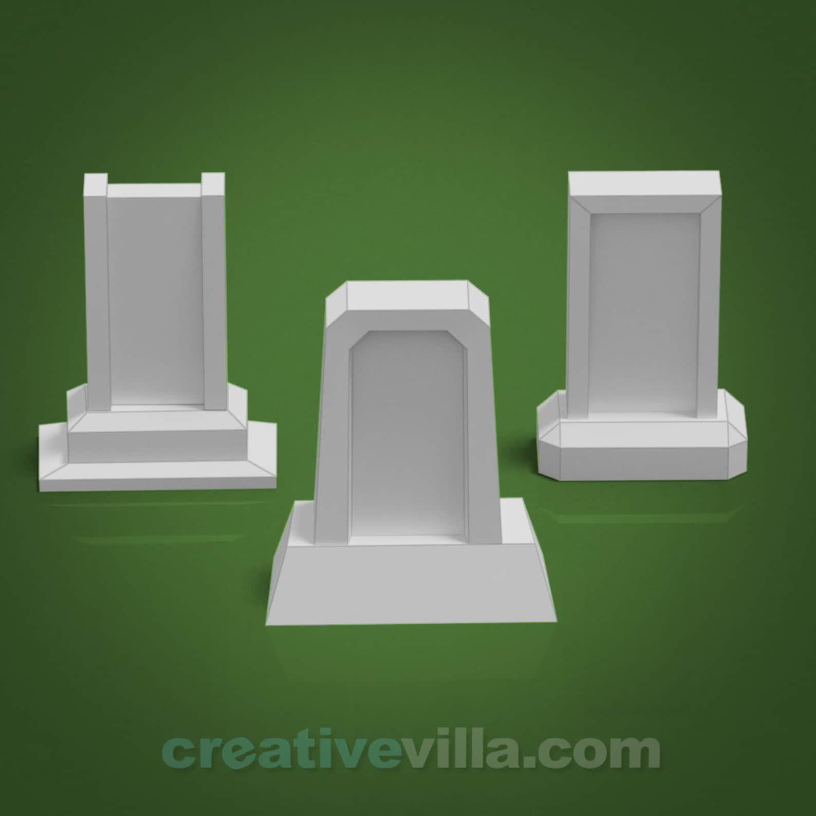 Tombstones Set 2 Low Poly Paper Model Template - Etsy