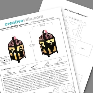 Halloween Mini Desktop Lantern #4 DIY Low Poly Paper Model Template ...