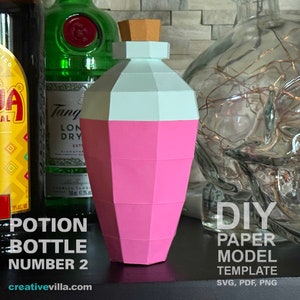 Potion Bottle #2- DIY Low Poly Paper Model Template, Paper Craft - Etsy