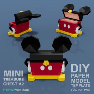 Mini Treasure Chest #2 - DIY Polygonal Paper Art Model Template, Paper ...