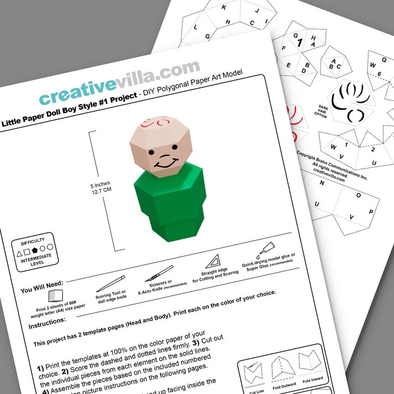 DIY Low Poly Paper Doll Boy Model Template (digital Download) - Etsy