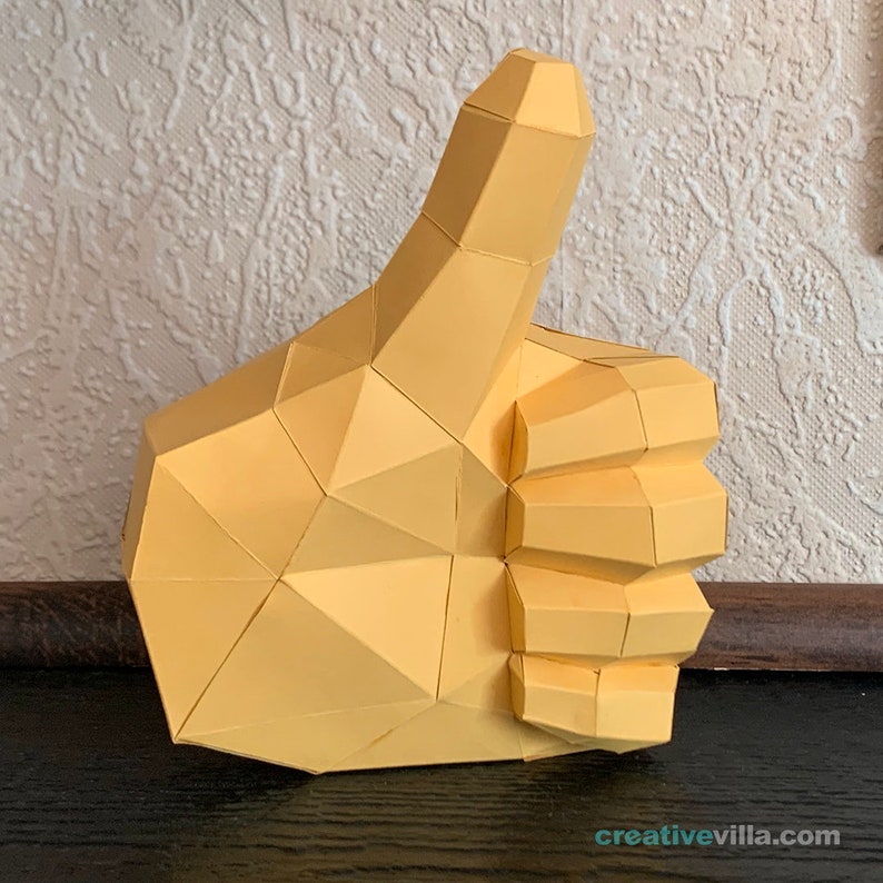 Emoji Inspired Hand Thumbs Up DIY Low Poly Paper Model - Etsy