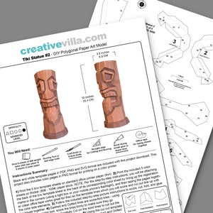 Tiki Statue #2 - DIY Polygonal Paper Art Model Template, Paper Craft - Etsy
