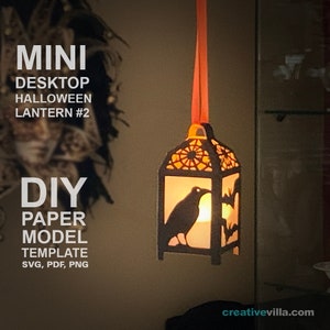 Halloween Mini Desktop Lantern #2 DIY Low Poly Paper Model Template ...