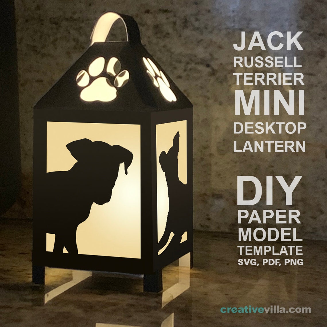 Jack Russell Terrier Lantern: DIY Paper Model Template (digital ...