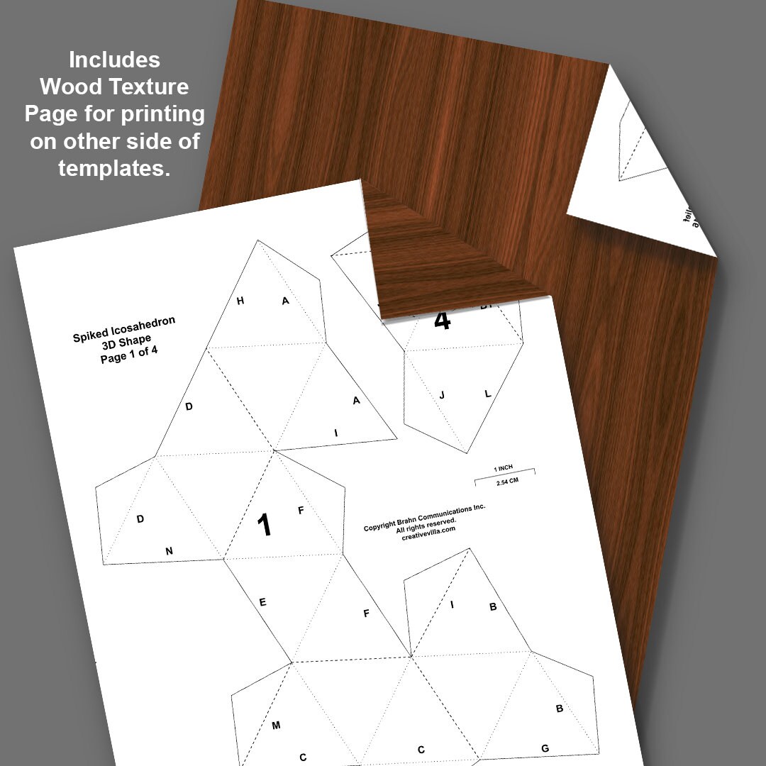 Spiked Icosahedron 3D Shape - DIY Low Poly Paper Model Template, Paper ...