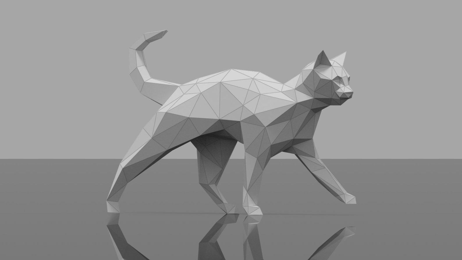 Walking Cat Model Low Poly Paper Model Template Halloween - Etsy