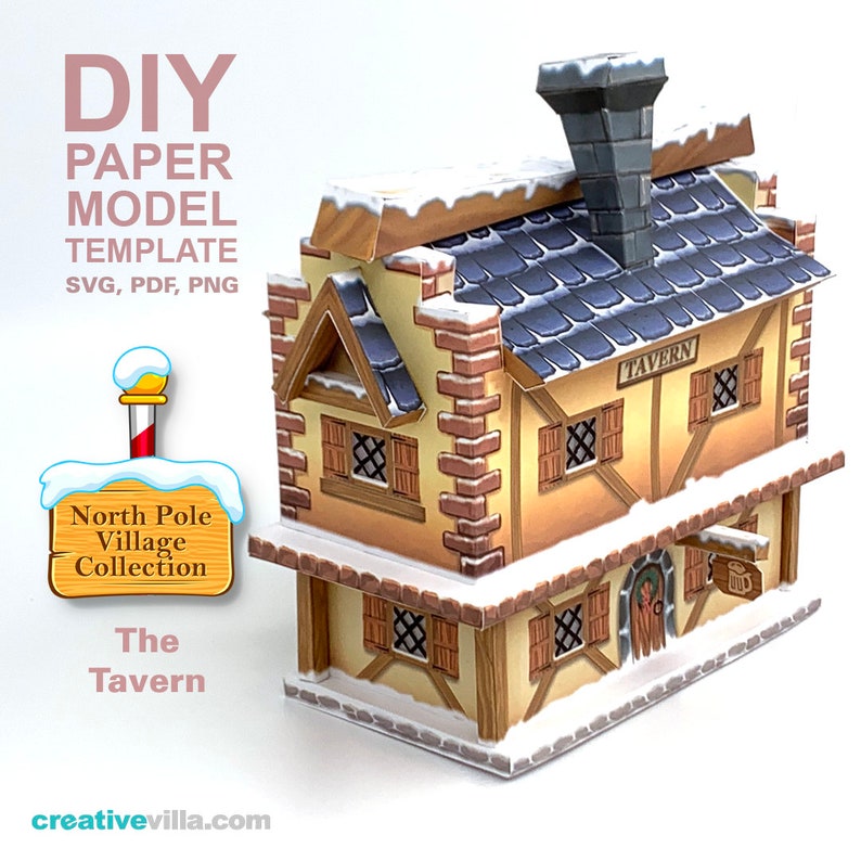 North Pole Village - the Tavern - DIY Polygonal Paper Art Model ...