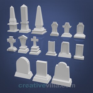Tombstones Collection Low Poly Paper Model Template, Halloween, Paper ...
