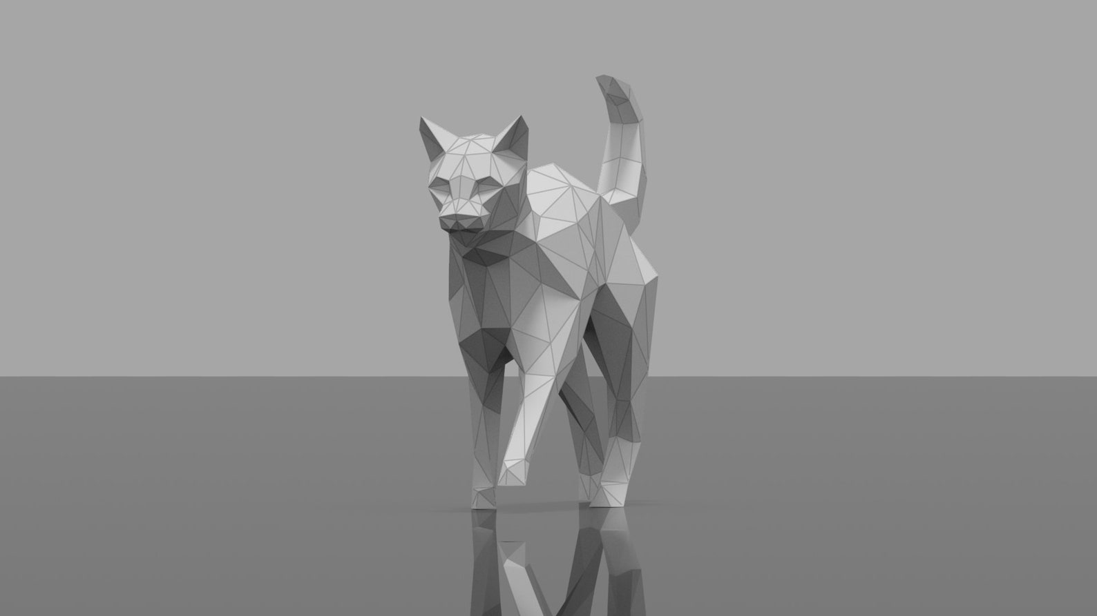 Walking Cat Model Low Poly Paper Model Template Halloween - Etsy