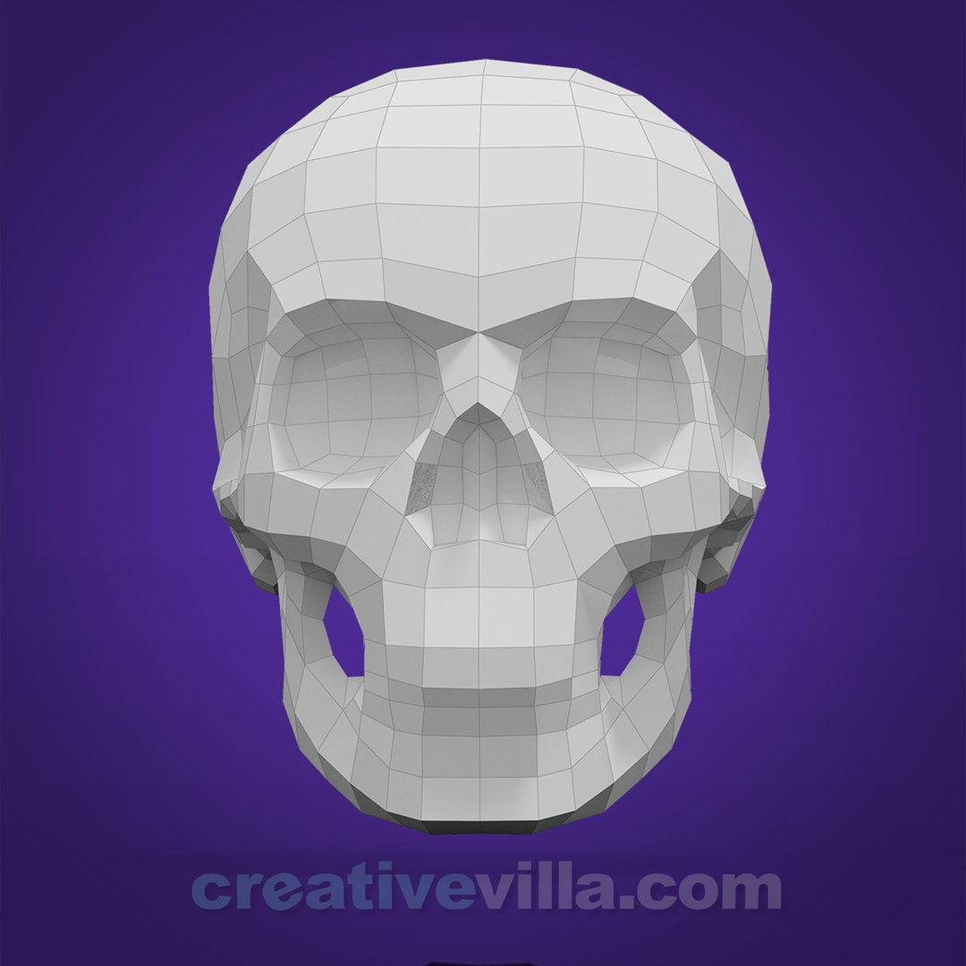 Human Skull Low Poly Paper Model Template - Etsy UK