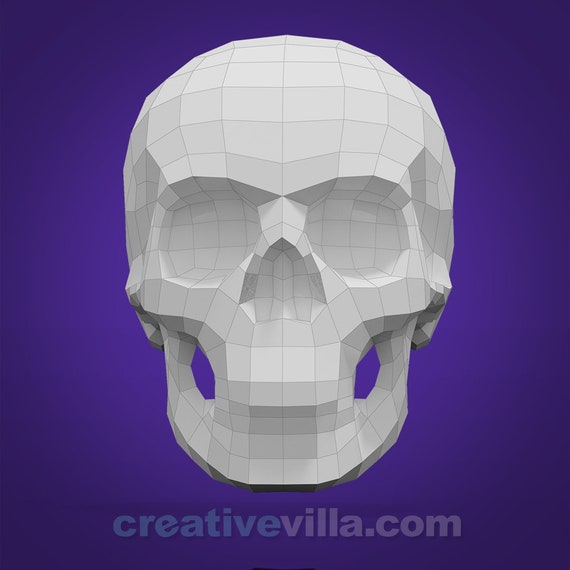 Human Skull Low Poly Paper Model Template - Etsy