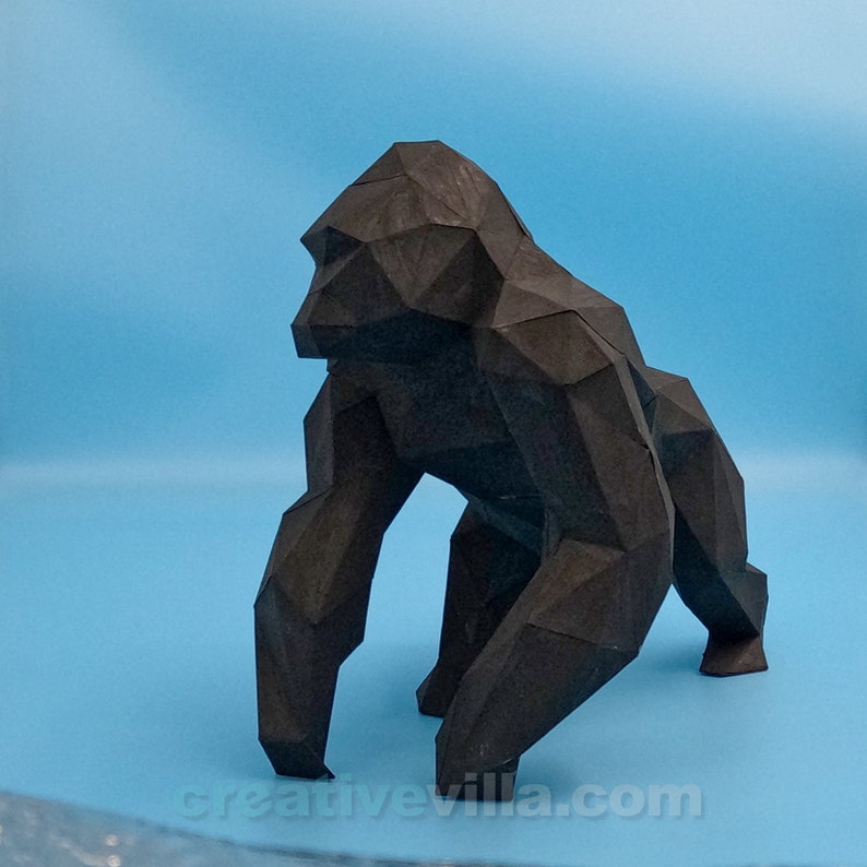 Gorilla Walking Paper Model Template: DIY Low Poly Papercraft (digital ...