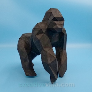 Gorilla Walking Paper Model Template: DIY Low Poly Papercraft (digital ...