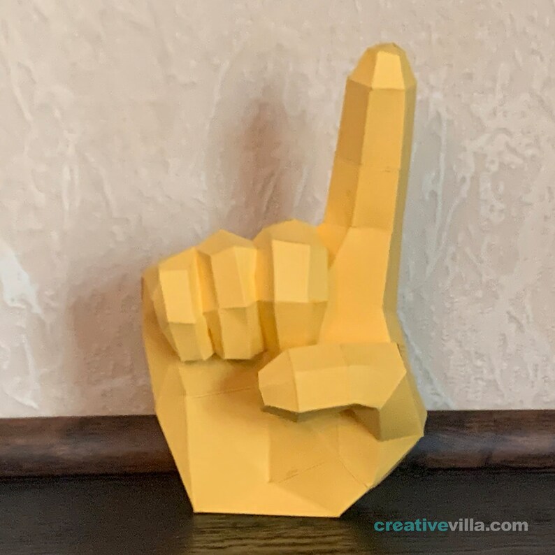 Emoji Inspired Hand Number One DIY Low Poly Paper Model - Etsy