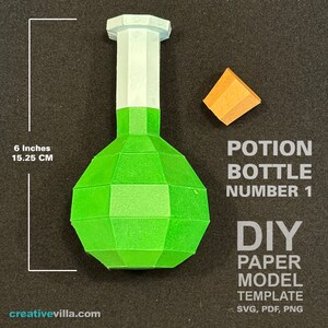 Potion Bottle #1- DIY Low Poly Paper Model Template, Paper Craft - Etsy