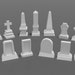 Tombstones Collection Low Poly Paper Model Template - Etsy