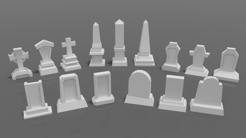 Tombstones Collection Low Poly Paper Model Template - Etsy