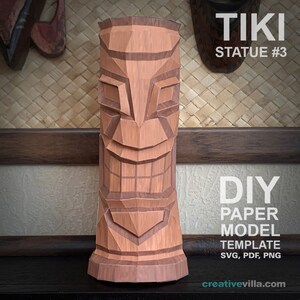 Tiki Statue #3 - DIY Polygonal Paper Art Model Template, Paper Craft - Etsy