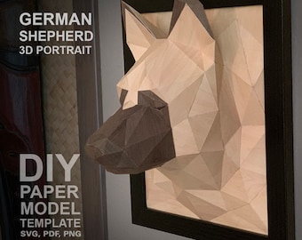 GERMAN SHEPHERD 3D Papercraft / DIY German Shepherd Pdf Digital ...