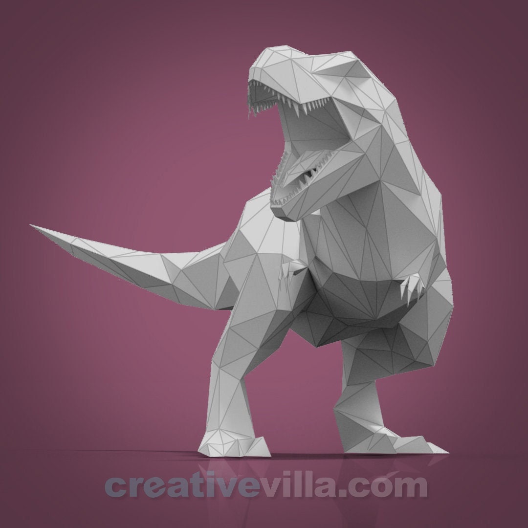 T-rex DIY Low Poly Paper Model Template Paper Craft Trex T - Etsy Canada