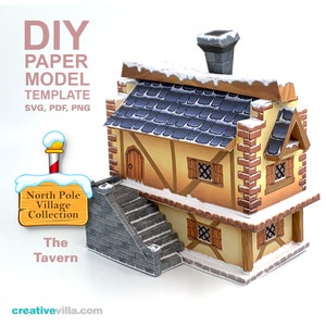 North Pole Village - the Tavern - DIY Polygonal Paper Art Model ...