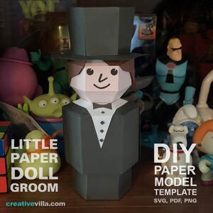 Little Paper Doll Groom DIY Low Poly Paper Model Template, Paper Craft ...