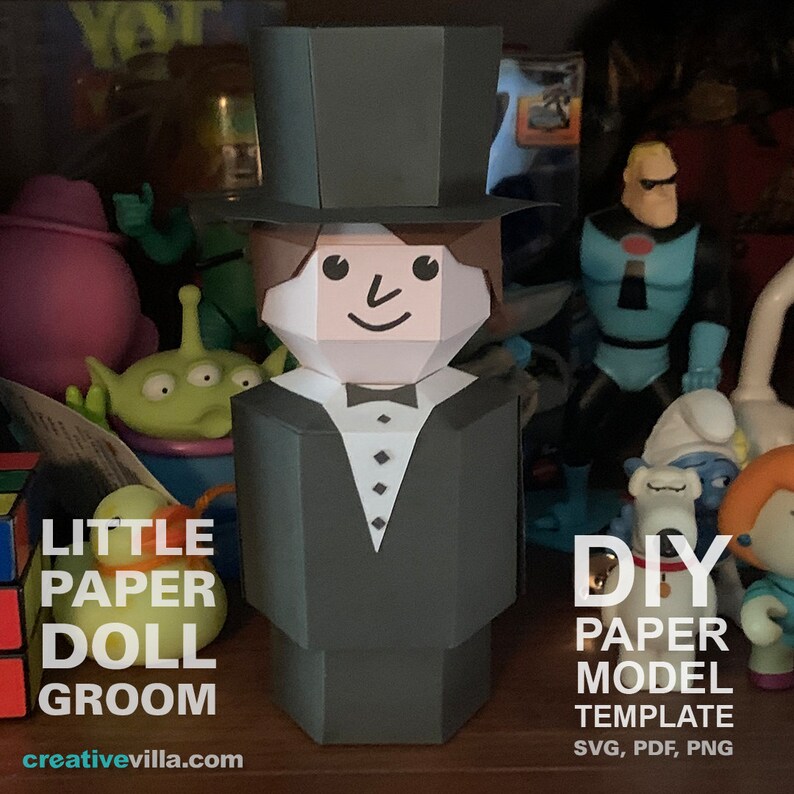 DIY Paper Groom Doll: Low Poly Papercraft Template (digital Download ...