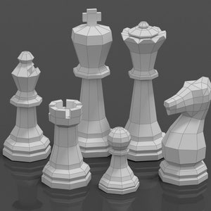 Giant Chess Set Bundle DIY Low Poly Paper Model Template - Etsy