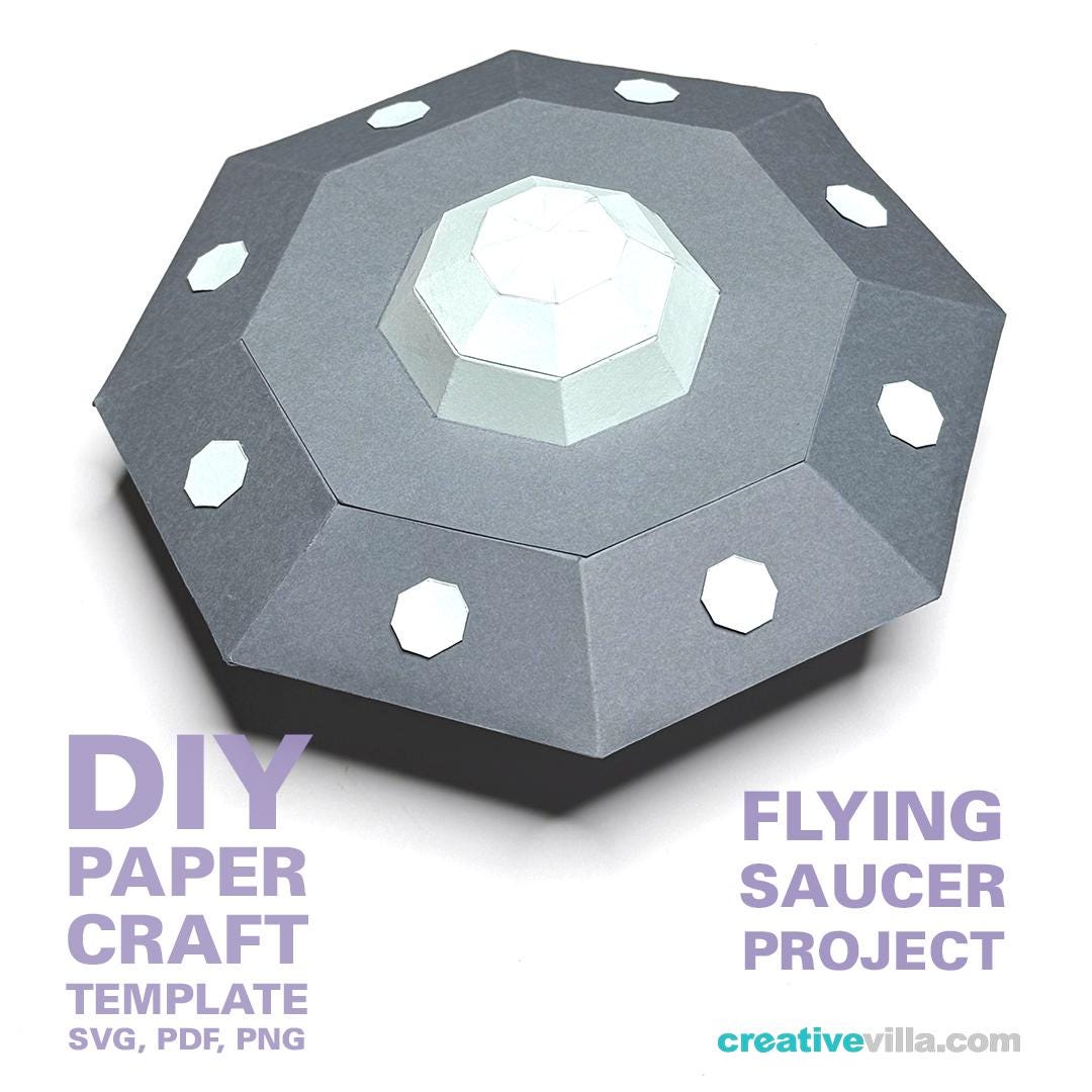 Toy Flying Saucer - DIY Paper Model Template, Paper Craft, Cricut - Etsy