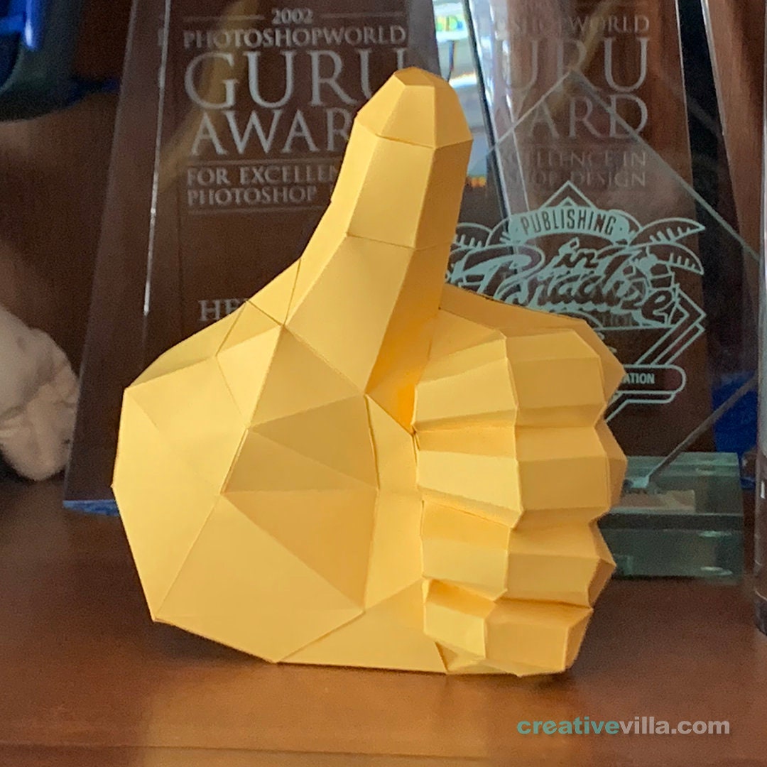 Emoji Inspired Hand - Thumbs Up! - DIY Low Poly Paper Model Template ...