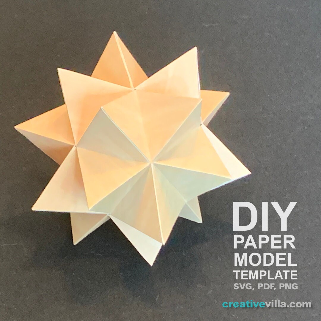 Spiked Icosahedron 3D Shape - DIY Low Poly Paper Model Template, Paper ...
