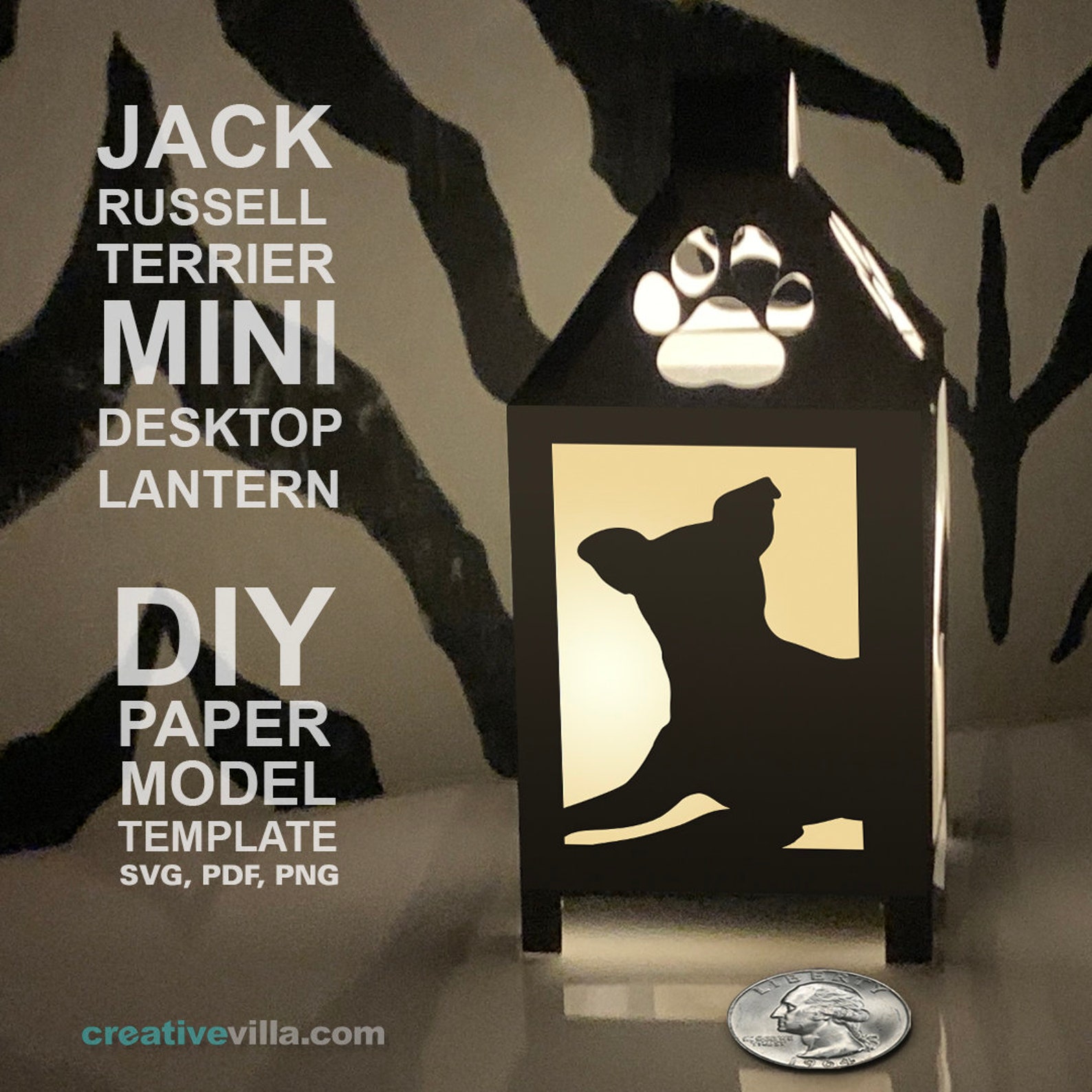 Jack Russell Terrier Lantern: DIY Paper Model Template (digital ...